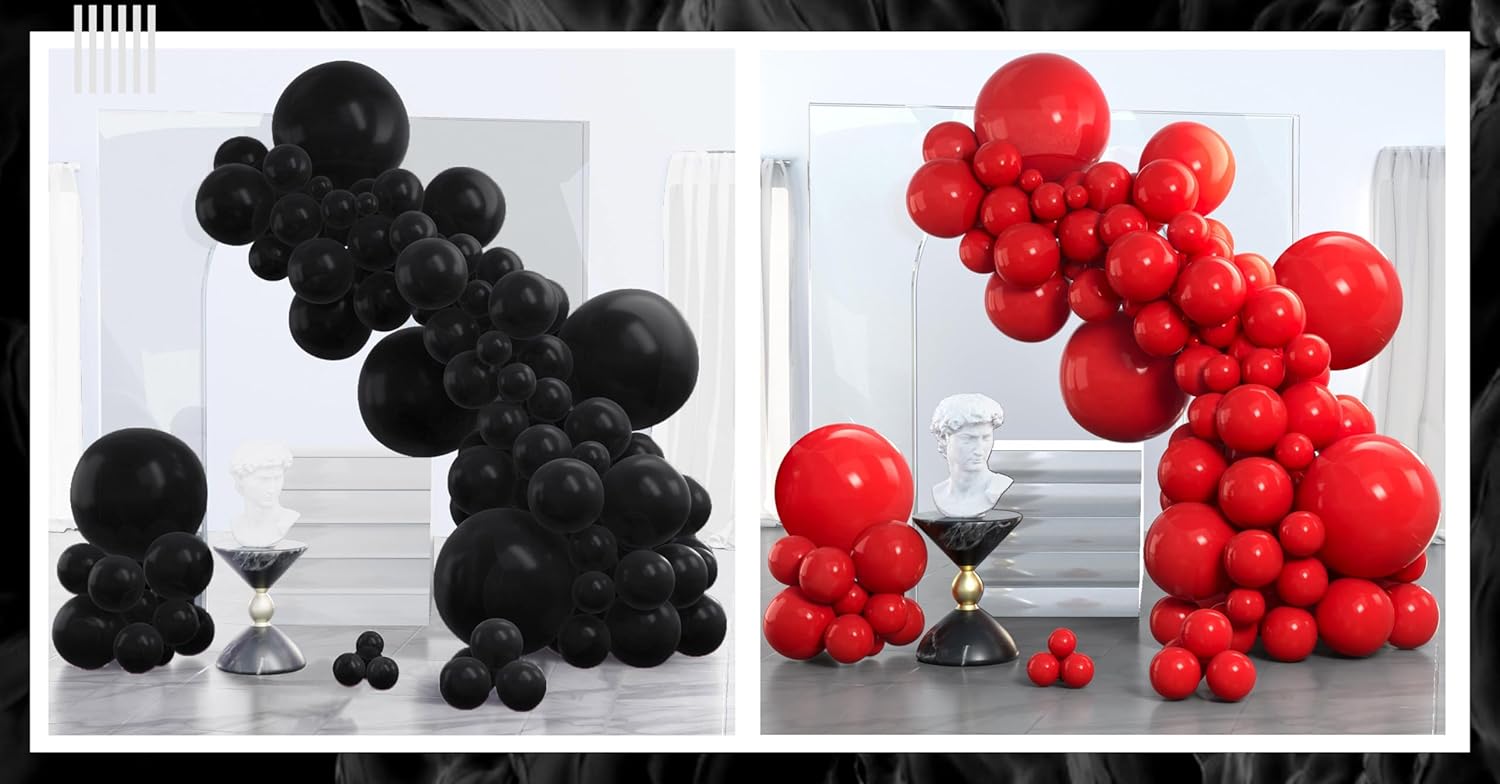 Amazon.com: PartyWoo Matte Black140 pcs and Matte Red Balloons 140 pcs ...