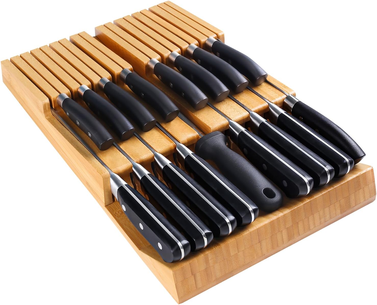 Amazon.com: Knife Organizer for Kitchen Drawer, Knife Holder, Bamboo ...