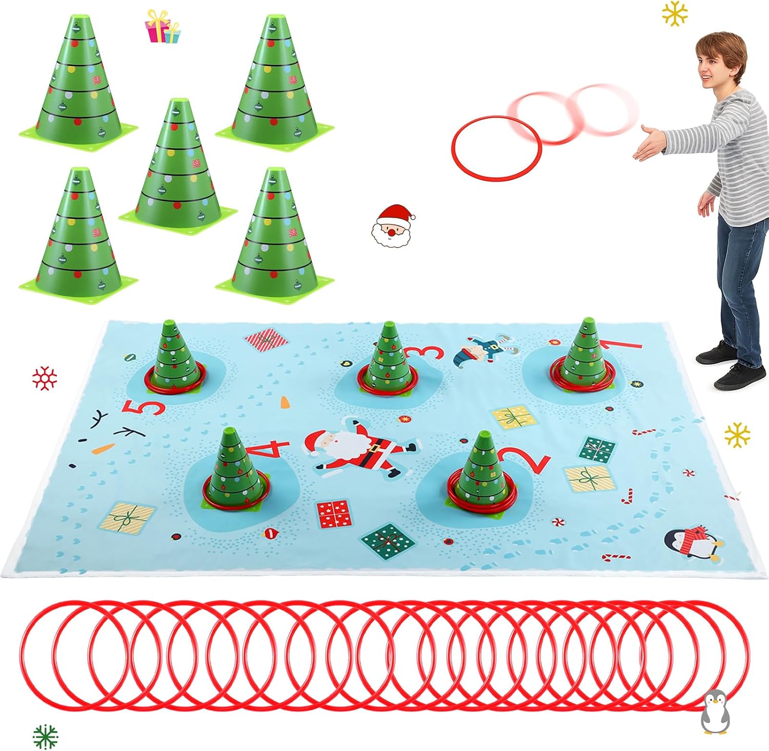 Amazon.com : Leitee 36 Pcs Christmas Ring Toss Game Set, Indoor Outdoor ...