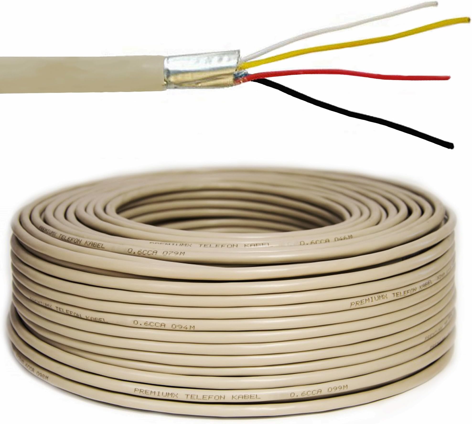 InLine 69976C Telefon-Kabel 6-adrig, 3x2x0,6mm, zum Verlegen, 25m Ring ...