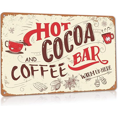 Amazon.com: EYSL Stone Interesting Tin Sign Christmas Hot Cocoa Wall ...