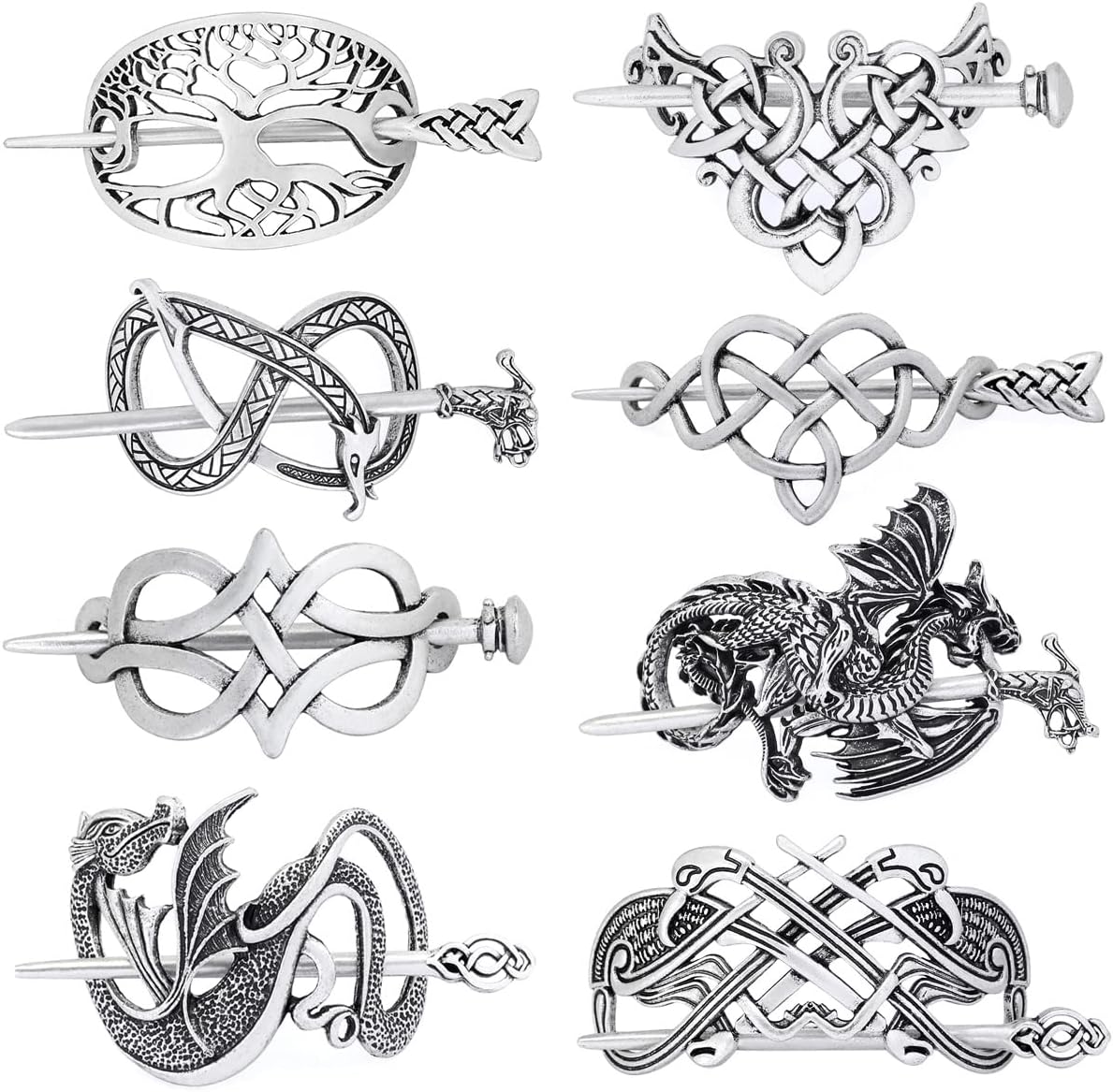 Amazon.com : GuoShuangGuoShuang 8 Pcs Viking Celtic Long Hair Clips ...