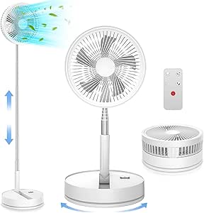 LBSTP Portable Standing Fan with Remote Control, 9 Inch Foldable ...