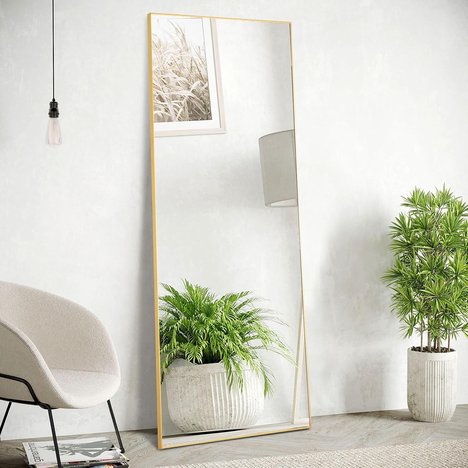 Amazon.com: OLIXIS Full Length Mirror 59"x16" with Stand for Bedroom ...