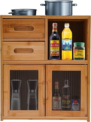 Amazon.com: Ikee Design Wooden Small Pantry Cabinet, Countertop Storage ...