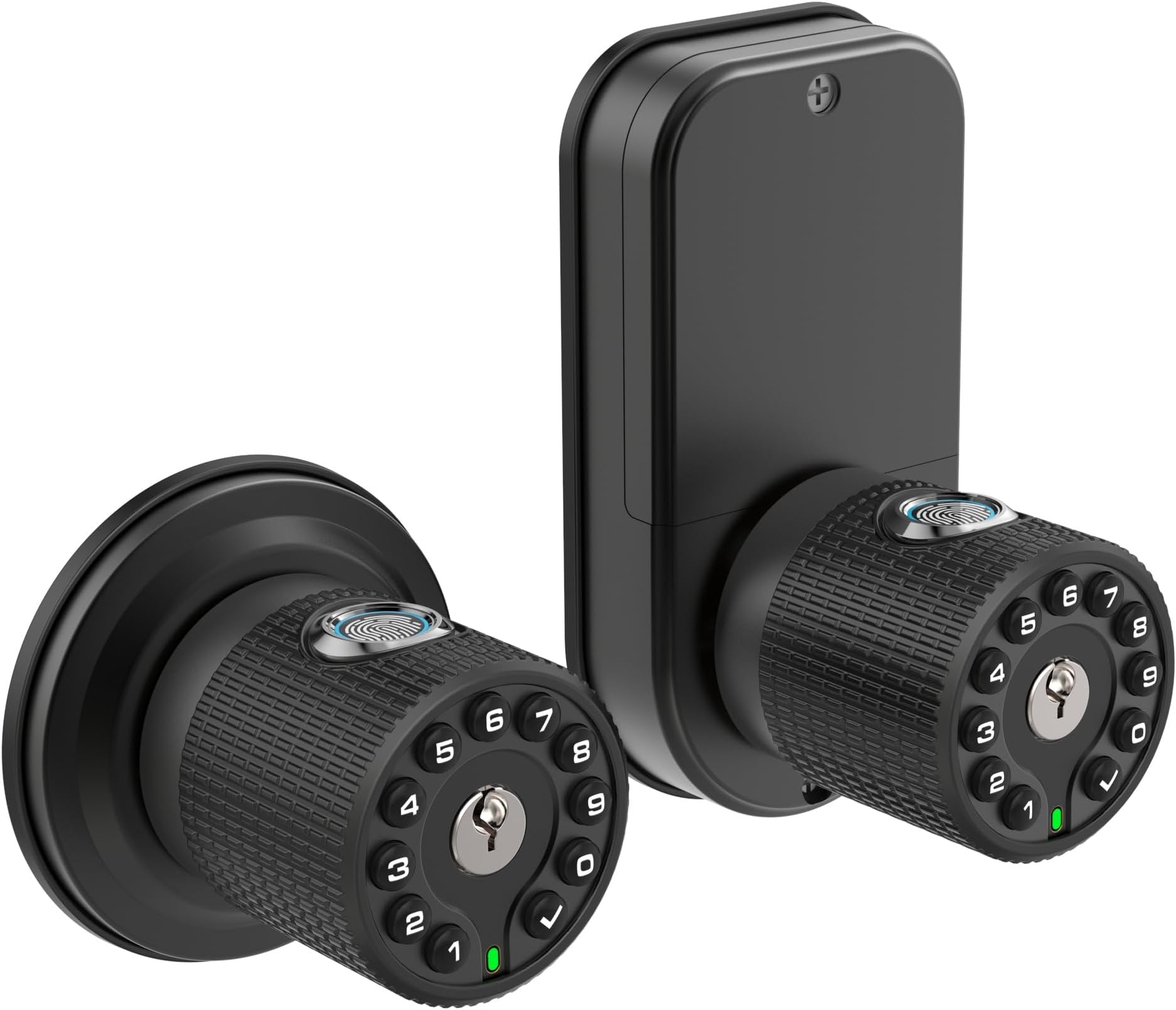 Double Sided Keypad Door Knob with Dual Cylinders and Key Alike, iuknob ...
