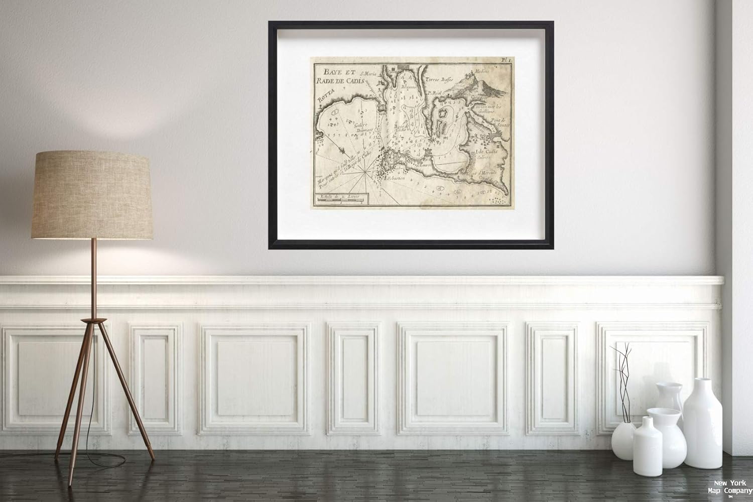 1764 Chart Atlas Map|Pl. 1. Bay and Natural Harbor of Cadiz, Spain ...