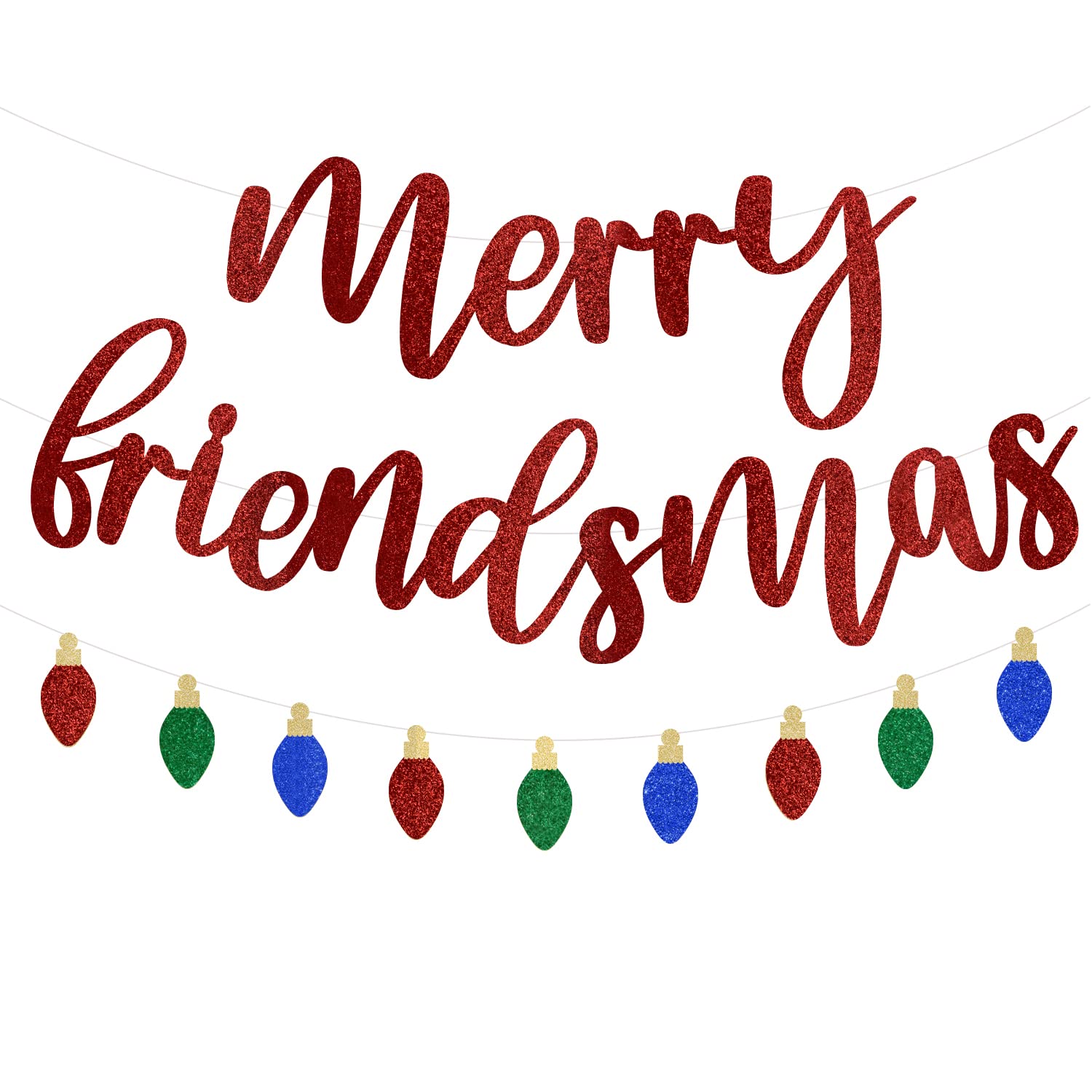 Amazon.com: MZ.ogm Glittery Red Merry Friendsmas Banner Light Bulb ...