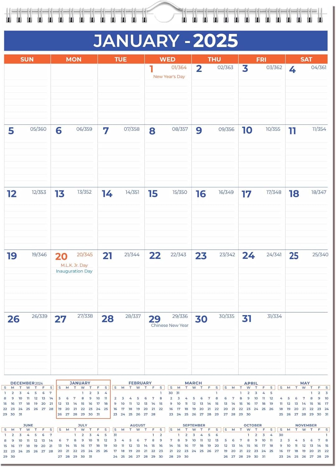 2025 Wall Calendar - January 2025 - December 2025, 12 Monthly Hanging ...