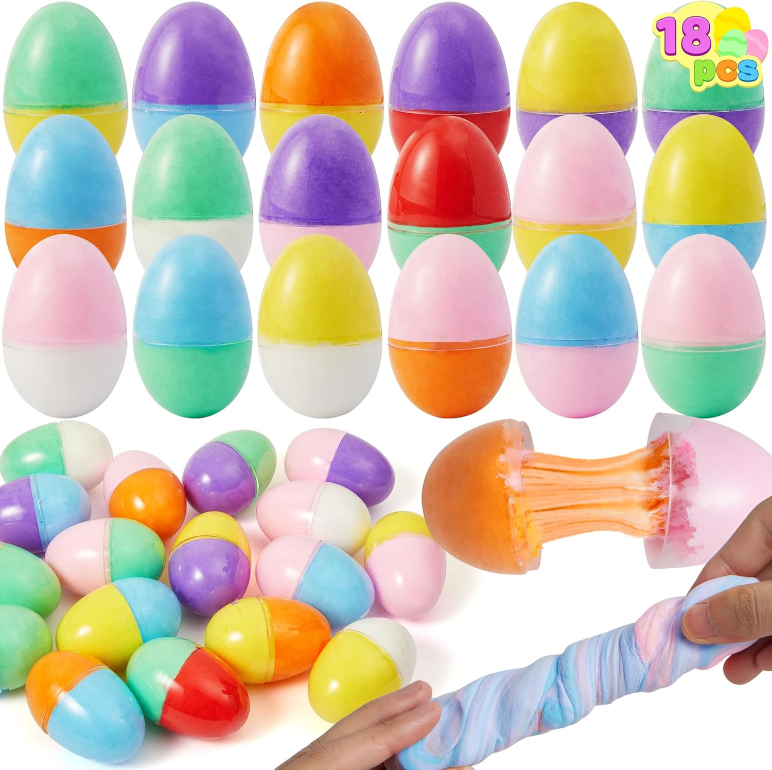Amazon.com: JOYIN 18 Pcs Pre-Filled Easter Eggs with Butter Slime, Dual ...