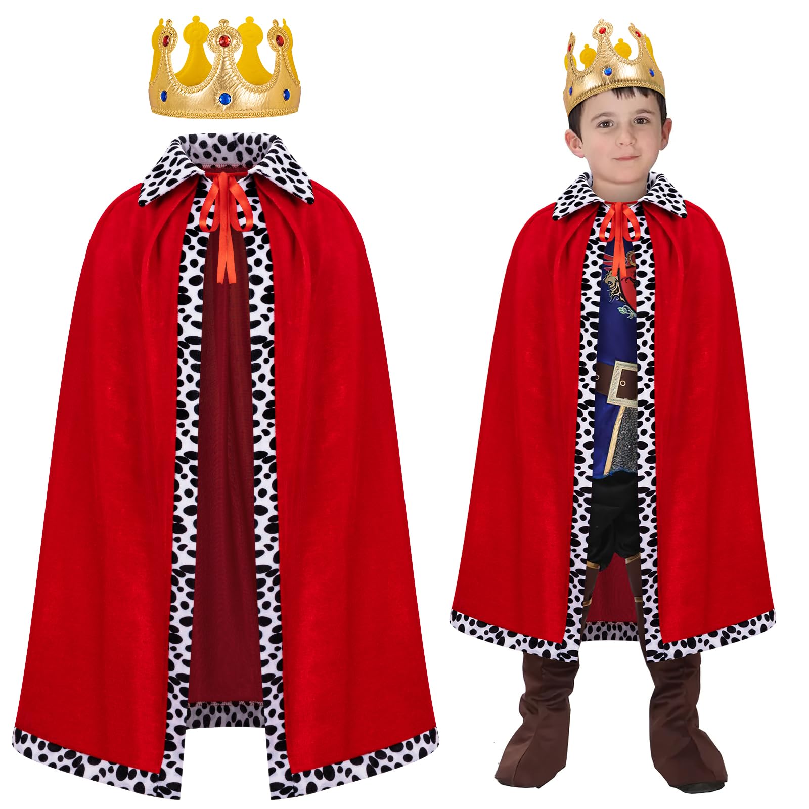 Hifot King Costume Kids Set, King Cape and Royal Crown 2Pcs Prince ...