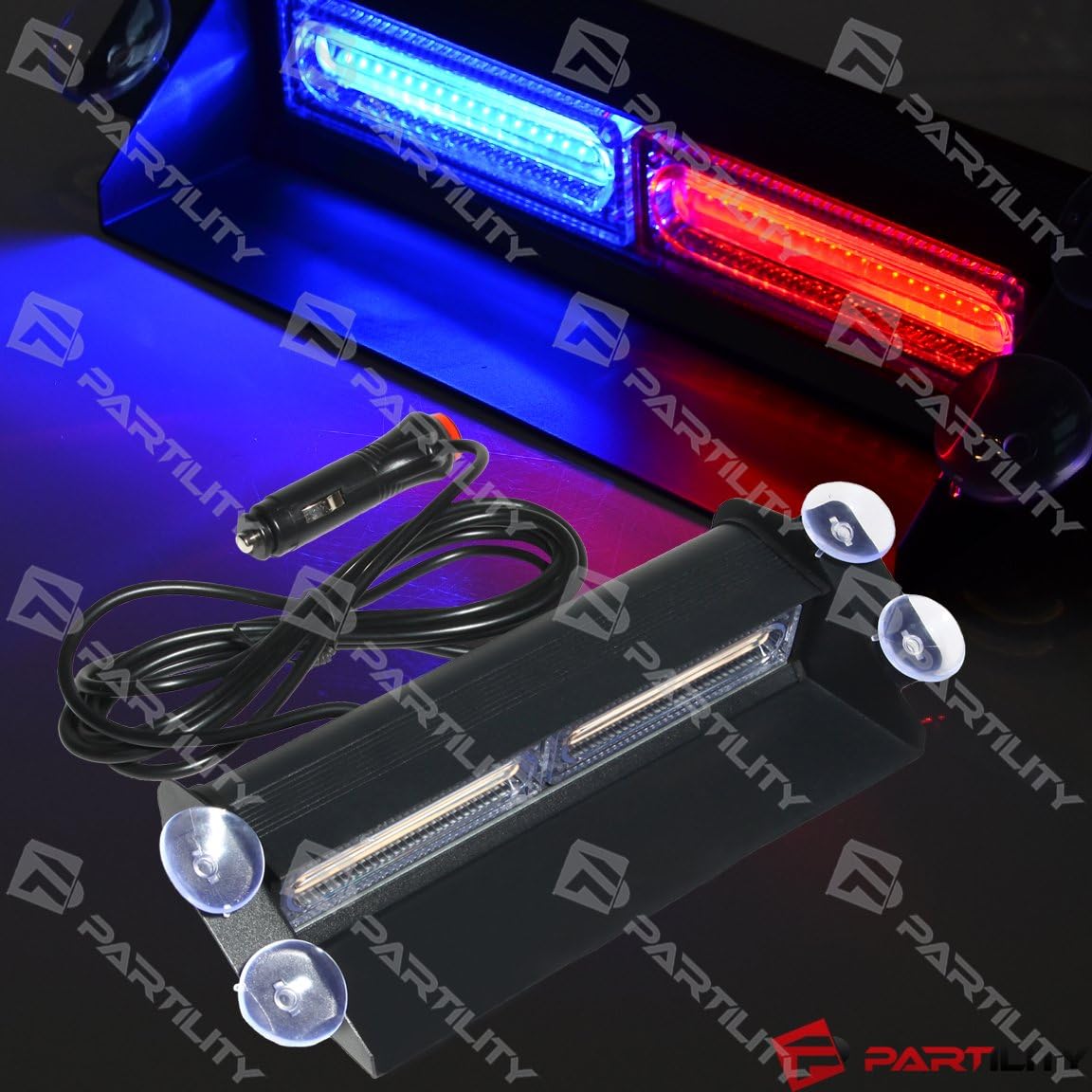 Amazon.com: 2-COB Red Blue Light Emergency Suction Dash Windshield ...