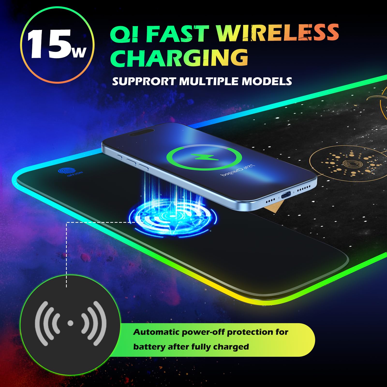 Snapklik.com : HAOCOO RGB Mouse Pad Gaming, Wireless Charging Gaming ...