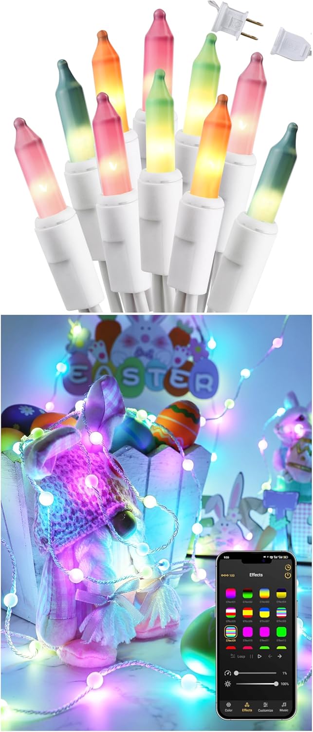 Amazon.com: 150 Count 34.8ft Incandescent Pastel String Lights + 100 ...