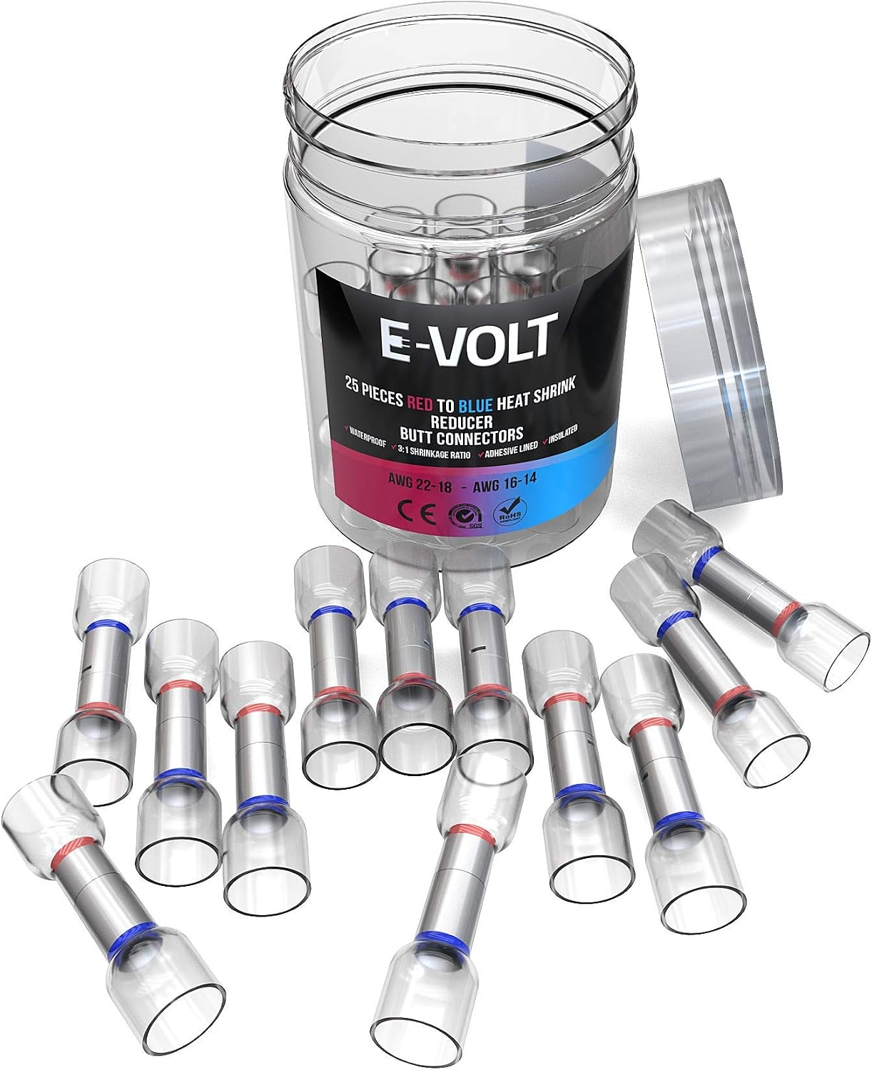 Amazon.com: E-Volt Reducer Butt Connectors – 16-14 Step Down to 22-18 ...