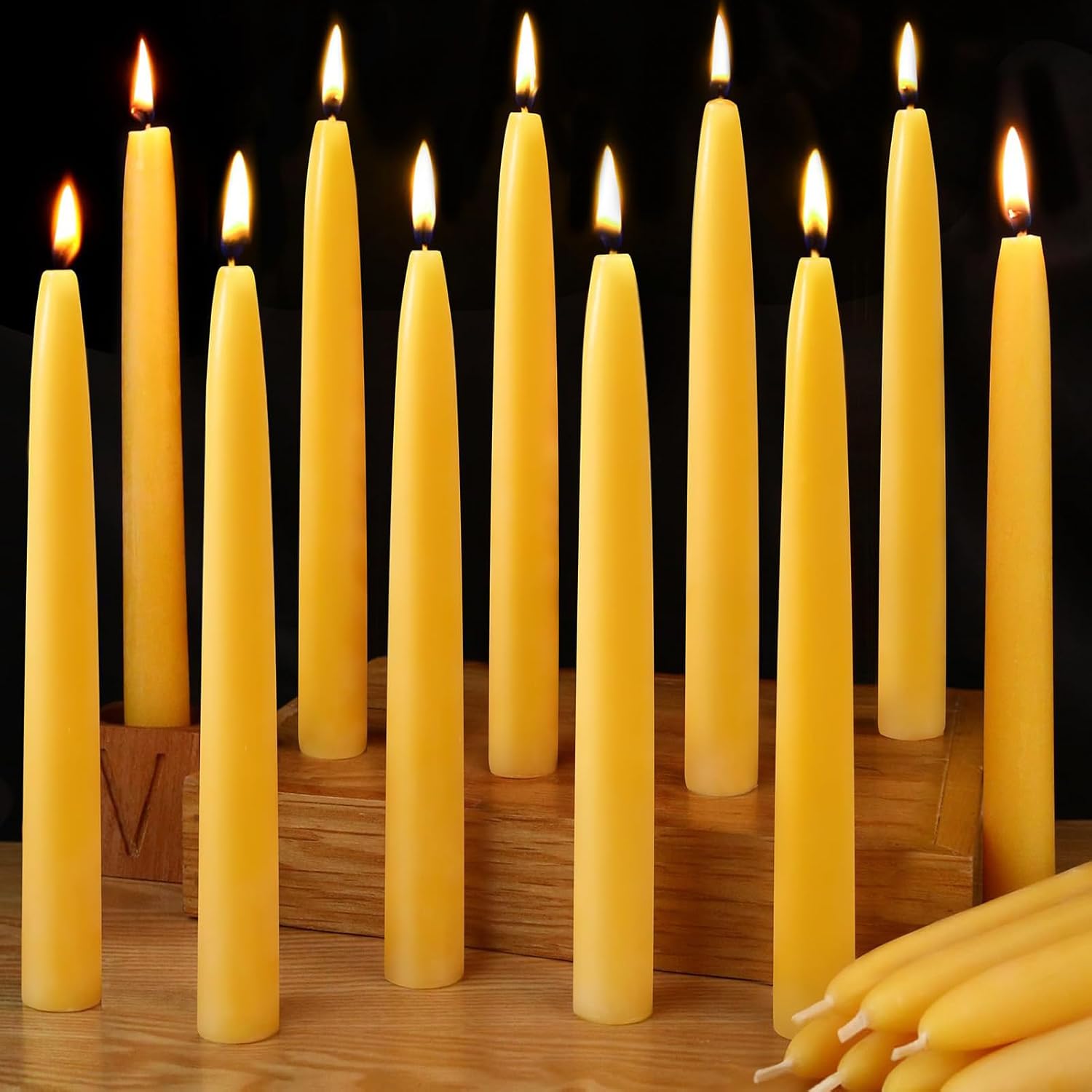Amazon.com: 24 Packs Natural Beeswax Taper Candles 8 inch Beeswax ...