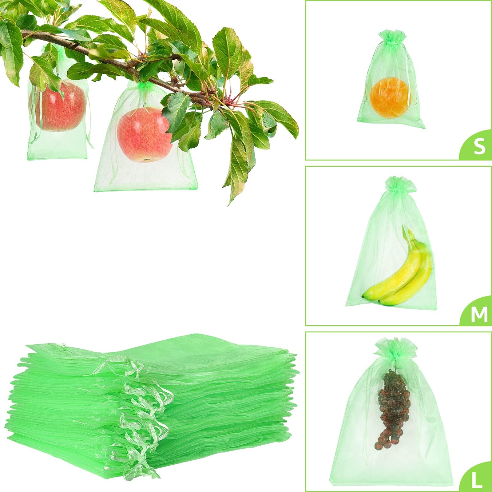 Amazon.com : 100pcs Fruit Protection Bags 8x12 inch, Green Netting ...