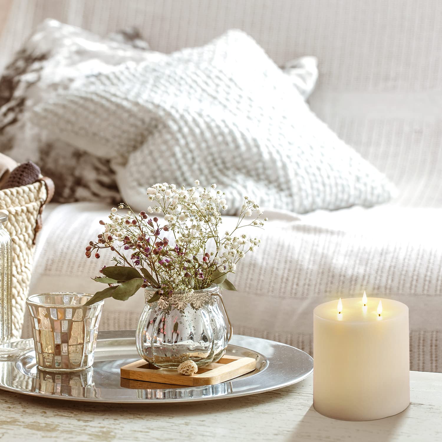 Snapklik.com : LampLust 3 Wick Flameless Candle - 6x6 Extra Large ...