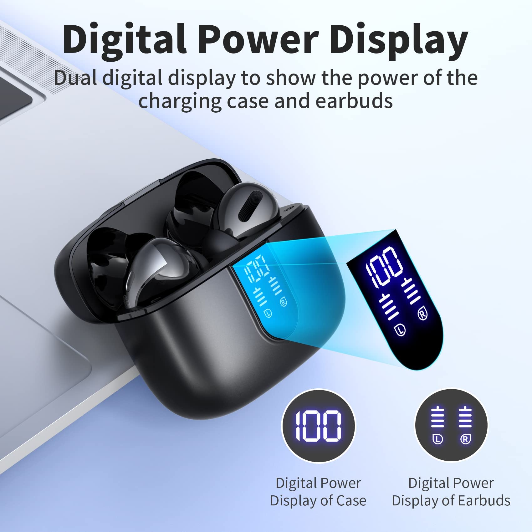 Buy F FUNX Bluetooth Headphones True Wireless Earbuds 60H Playback LED ...