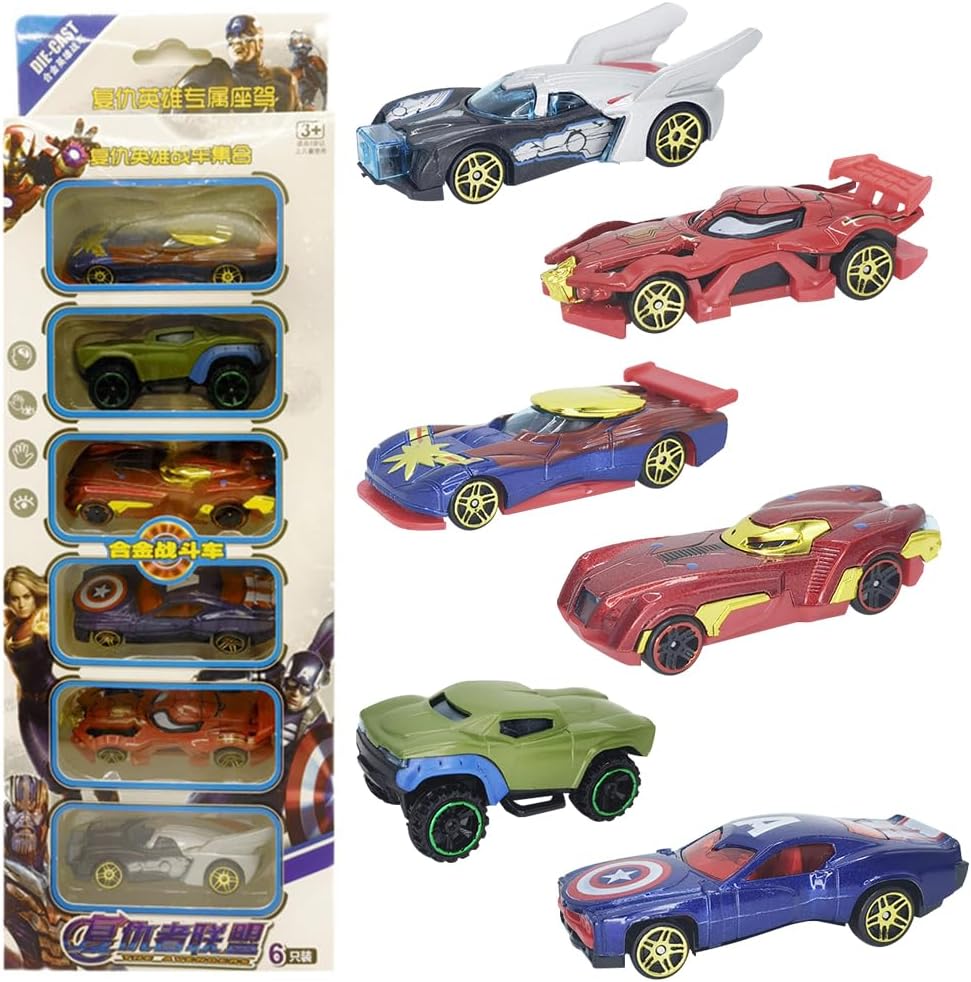 FISAPBXC Avengers Car Toys, 6 PCS Superhero Toys, Superhero Figure Cars ...