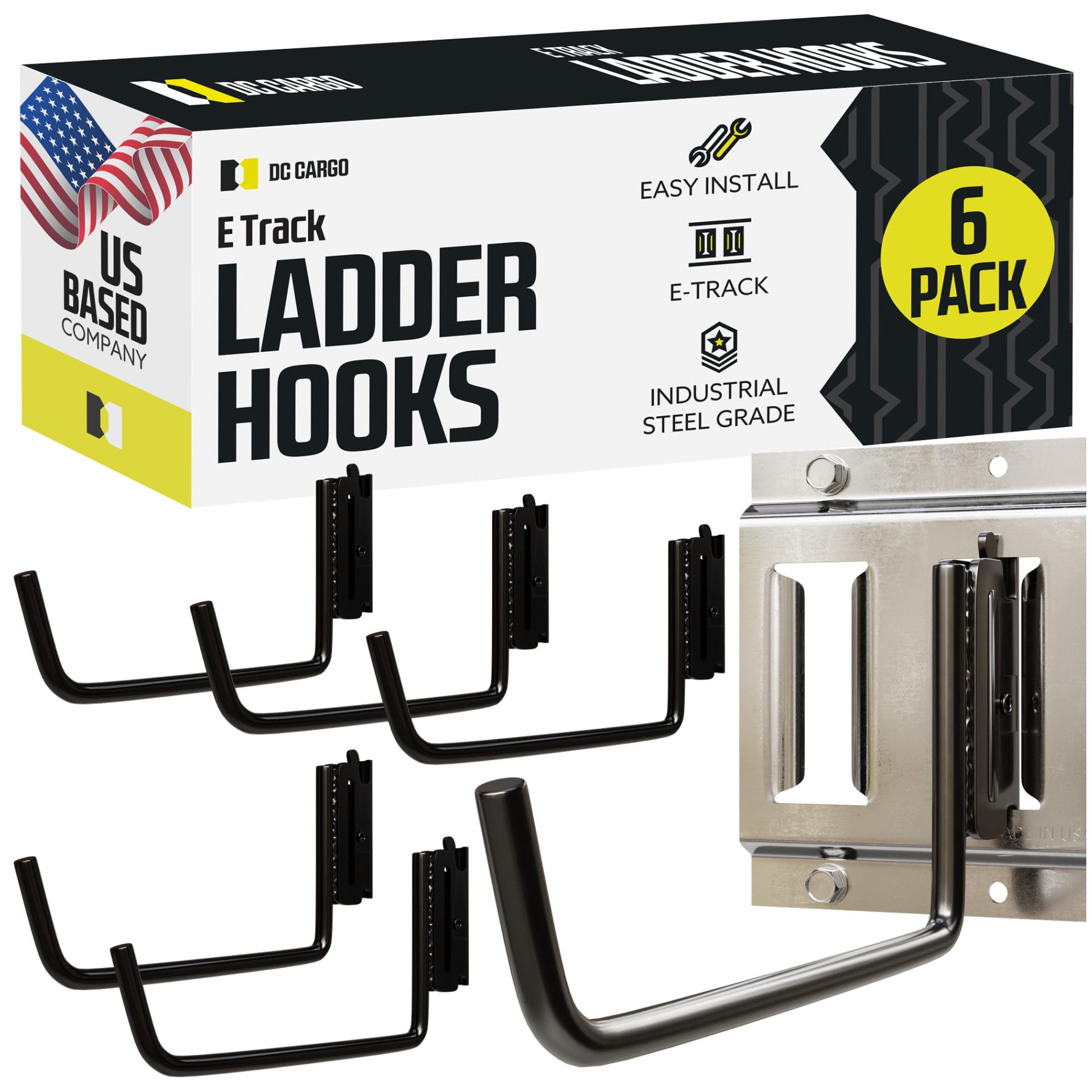 DC Cargo - Extended Flat J Hook E Track Ladder Hooks (6 Pack) - Shed ...
