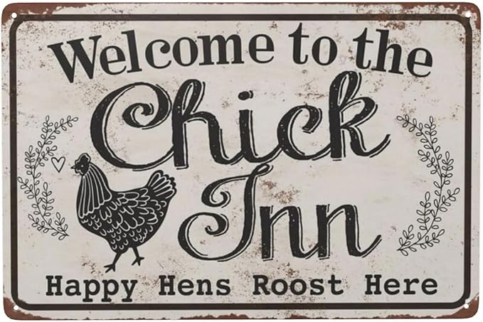 Amazon.com: Vingate Cute Chicken Coop Door Sign - Metal Chick Inn Sign ...
