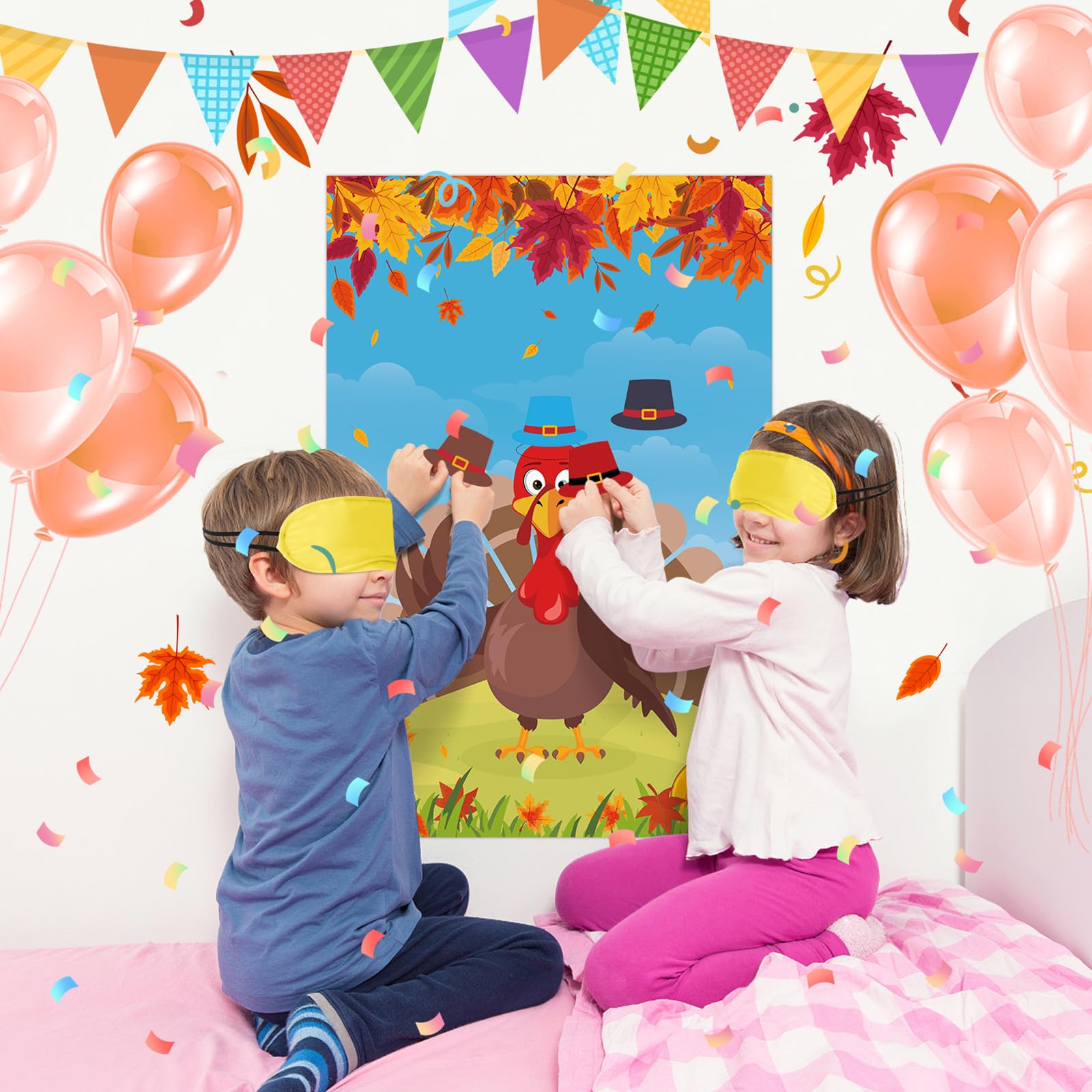 Snapklik.com : Hooqict Thanksgiving Games For Kids Party Pin The Hat On ...