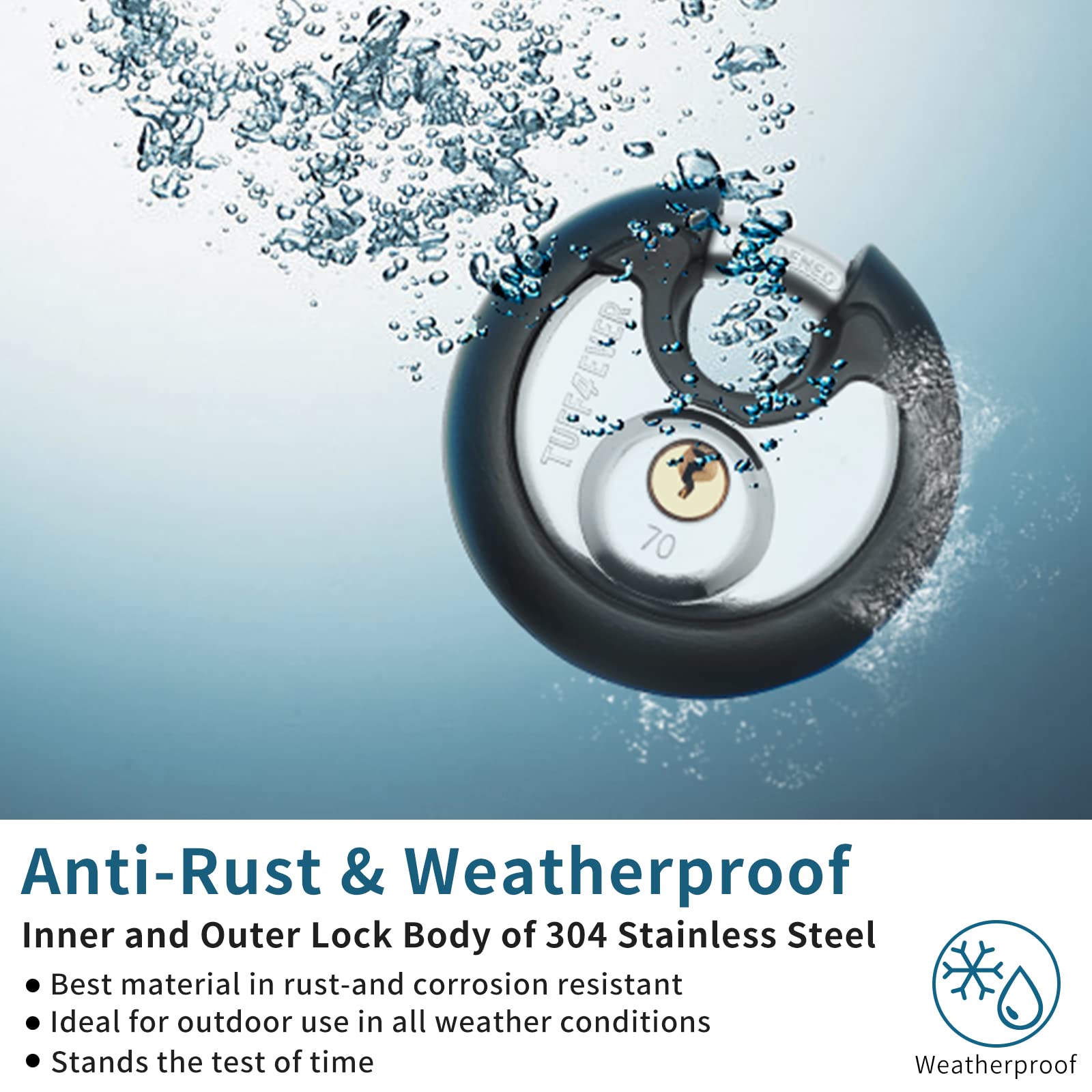 Snapklik.com : Tuff4ever 70mm 2 Pack Disc Padlock Stainless Steel ...