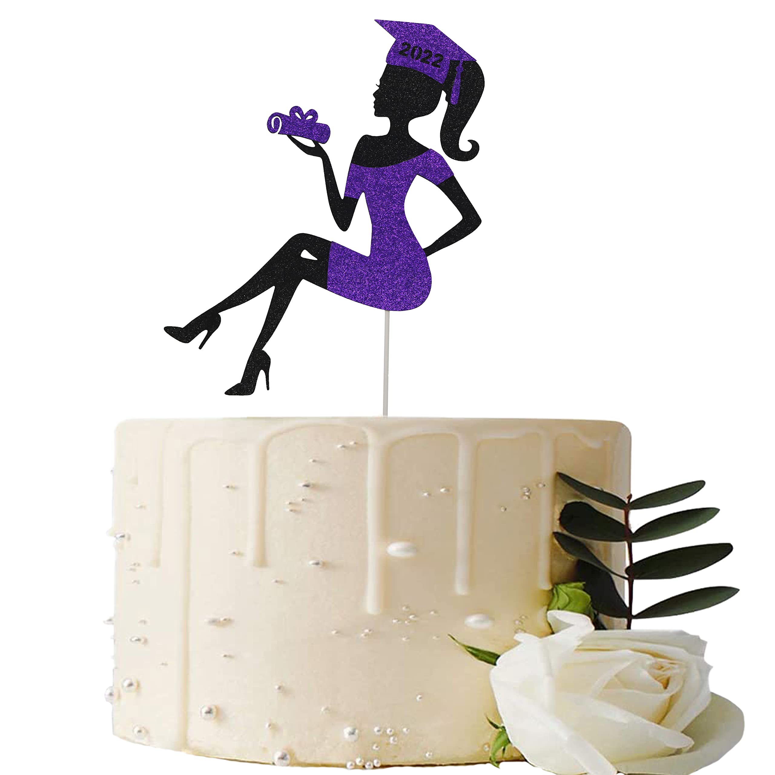 Buy Graduation Cake Topper 2022 Purple, 2022 Girl Graduation ...