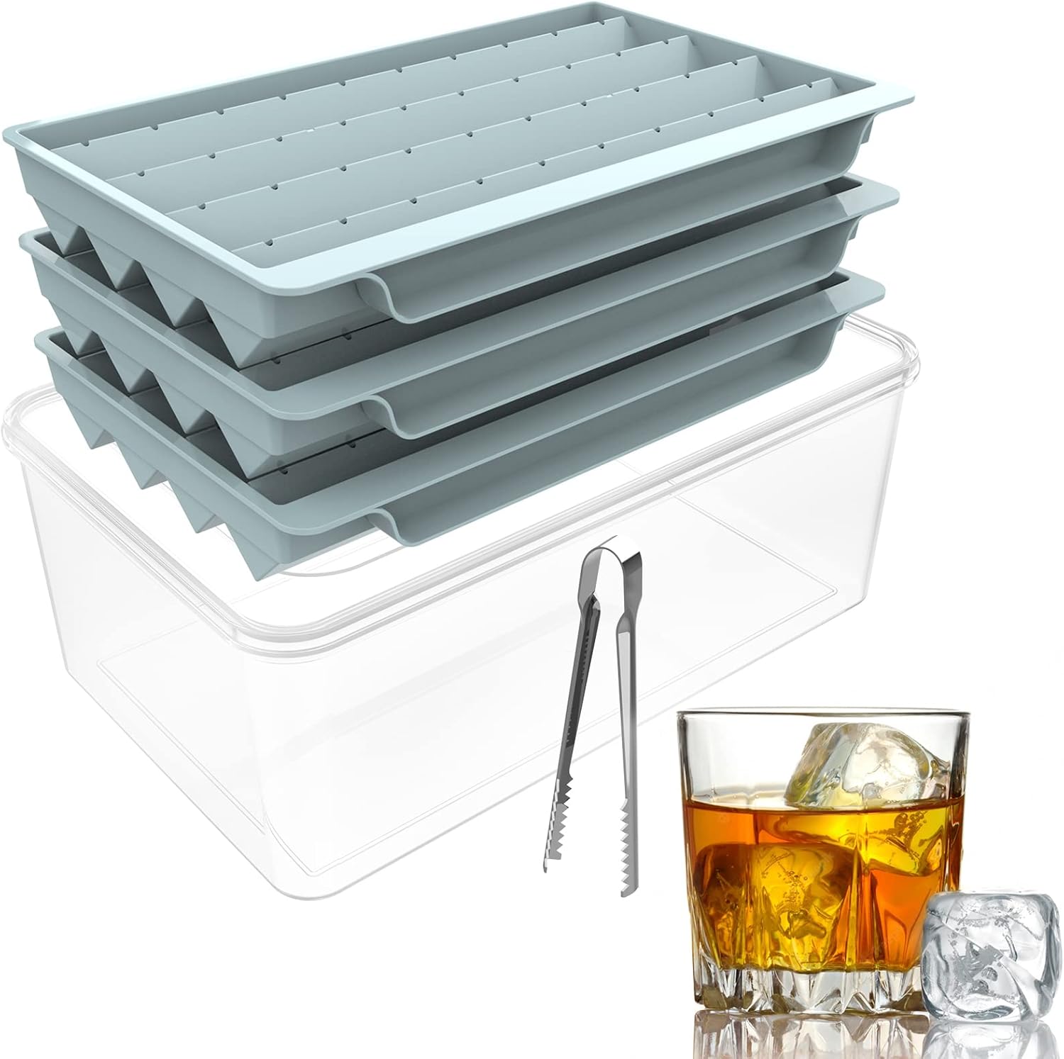 Amazon.com: Unigul Ice Cube Tray for Freezer,1'' Square Ice Cube Mold ...
