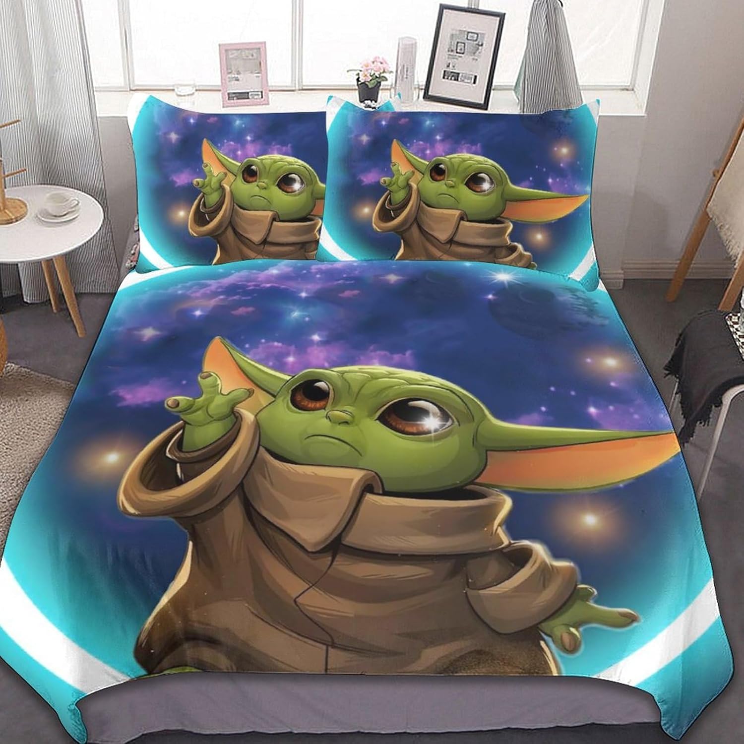 Amazon.com: Cute Anime Cartoon Bedding Set The Child 3 Piece Queen Size ...