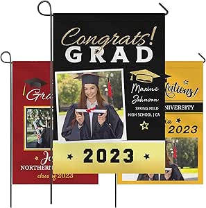 Amazon.com : Personalized Graduation Garden Flags,Black Congrats Grad ...