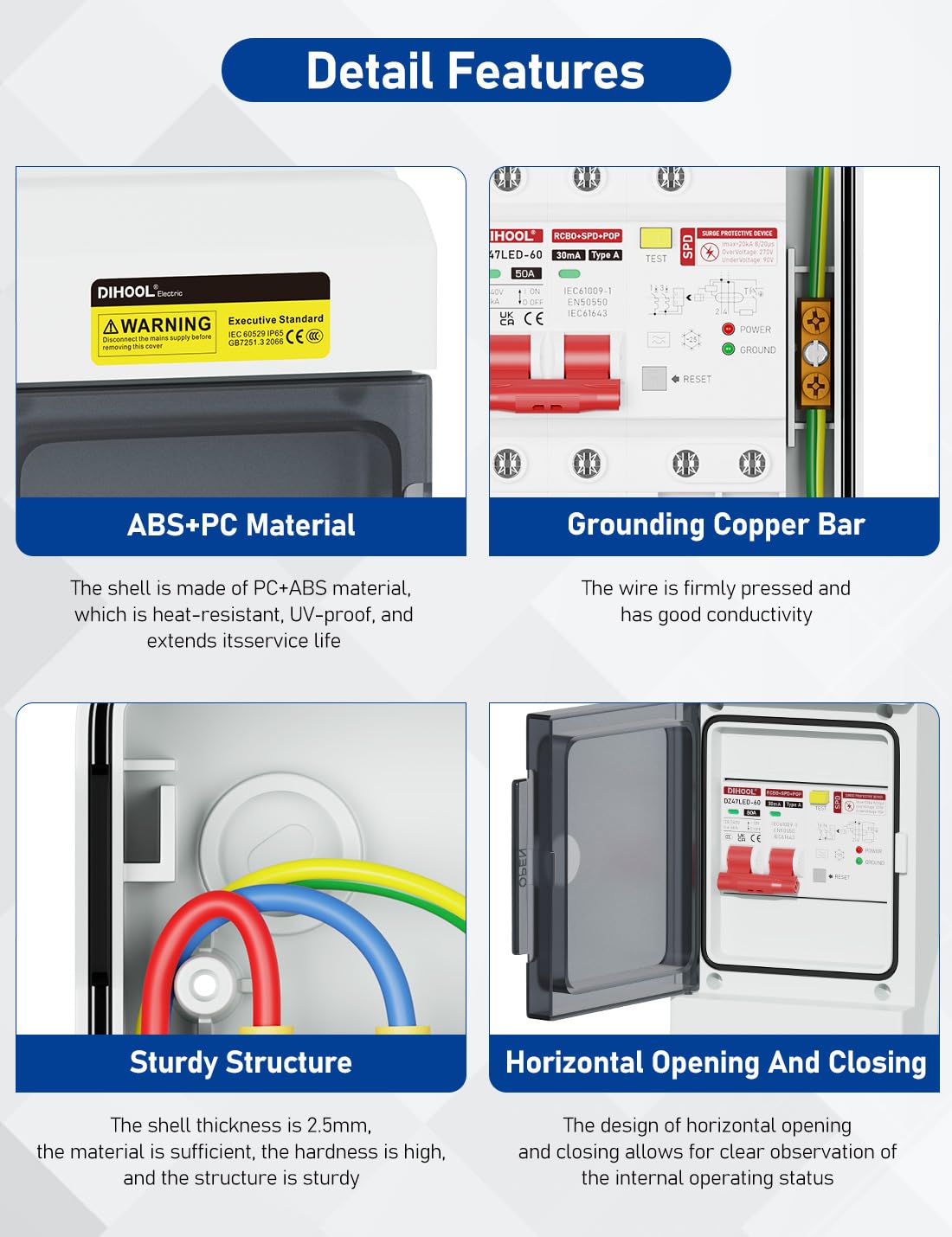 Snapklik.com : DIHOOL SPA Disconnect GFCI Panel 50 Amp Circuit Breaker Box