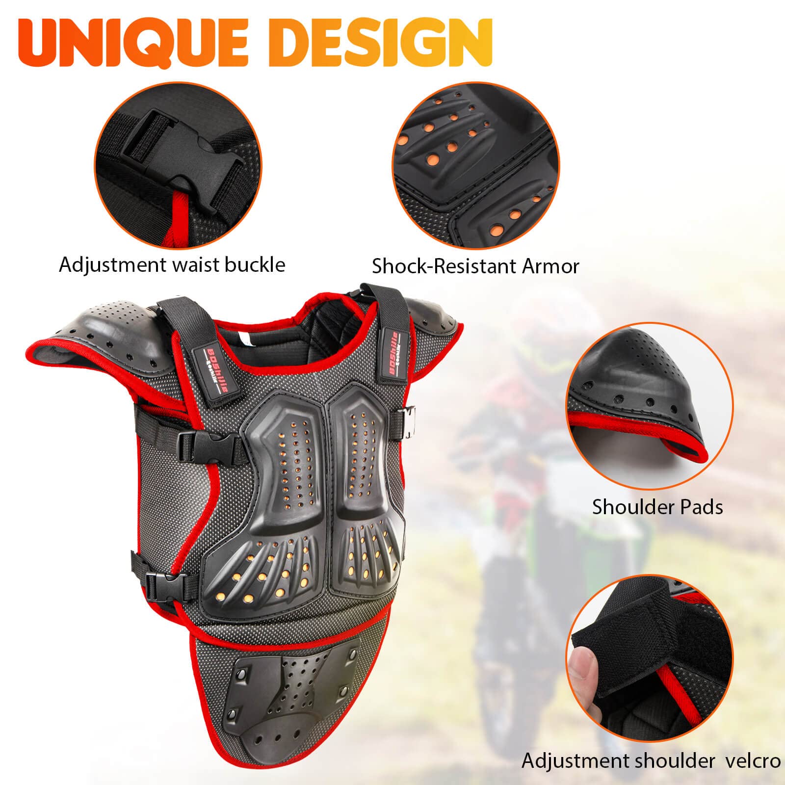 Snapklik.com : Dirt Bike Vest Suit Knee Eblow Protector For Kids,Chest ...