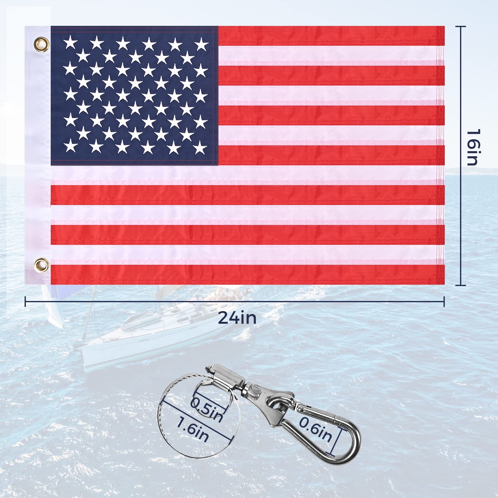 Snapklik.com : 2 Pack American Boat Flag