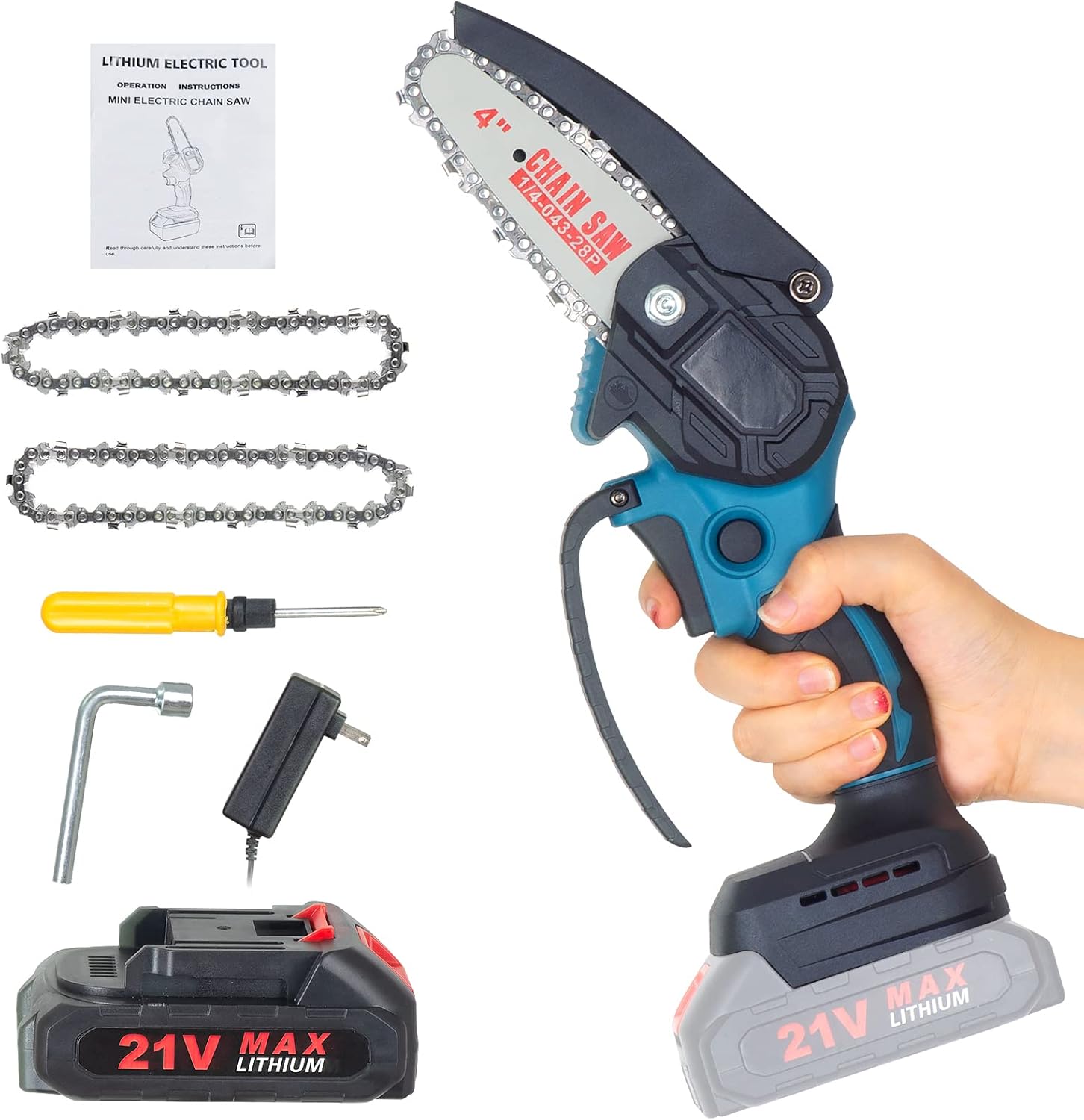Amazon.com: Mini Chainsaw Cordless 4 Inch, Cordless Power Electric ...