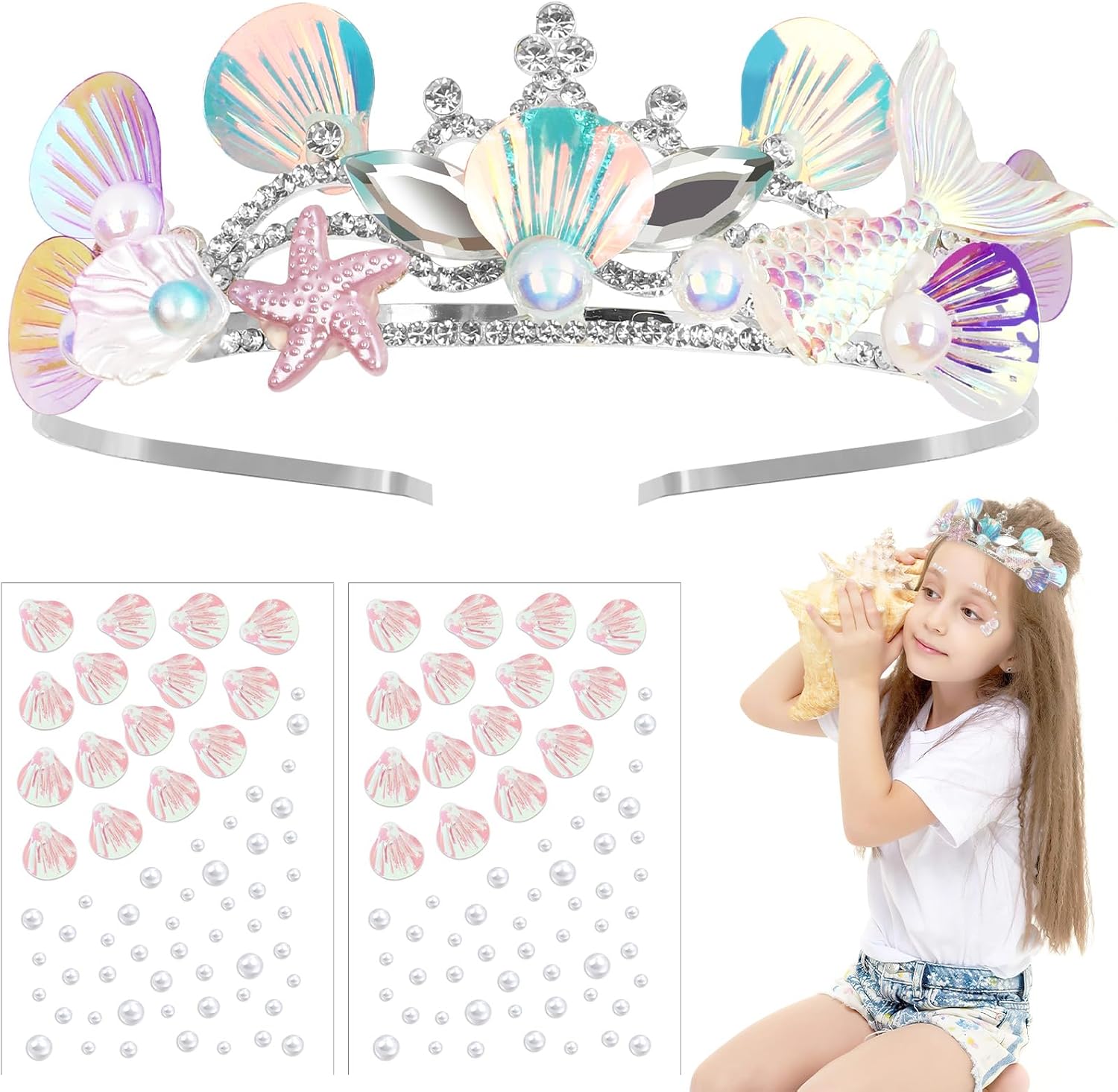Amazon.com: BOARDFEB Mermaids Crown, Mermaids Party Favor Tiara ...