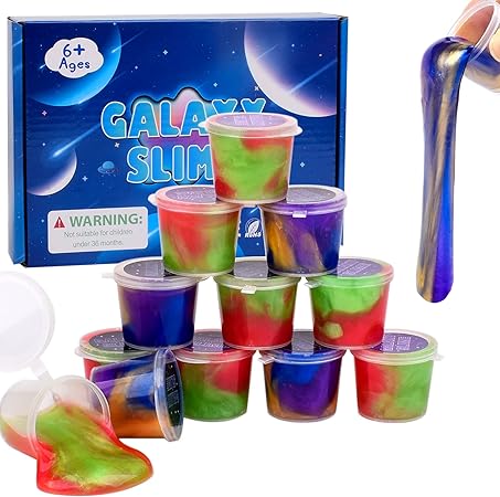 MengRan 12 Pack Mini Galaxy Slime Kit DIY Fluffy Slime Kit Galaxy Water ...