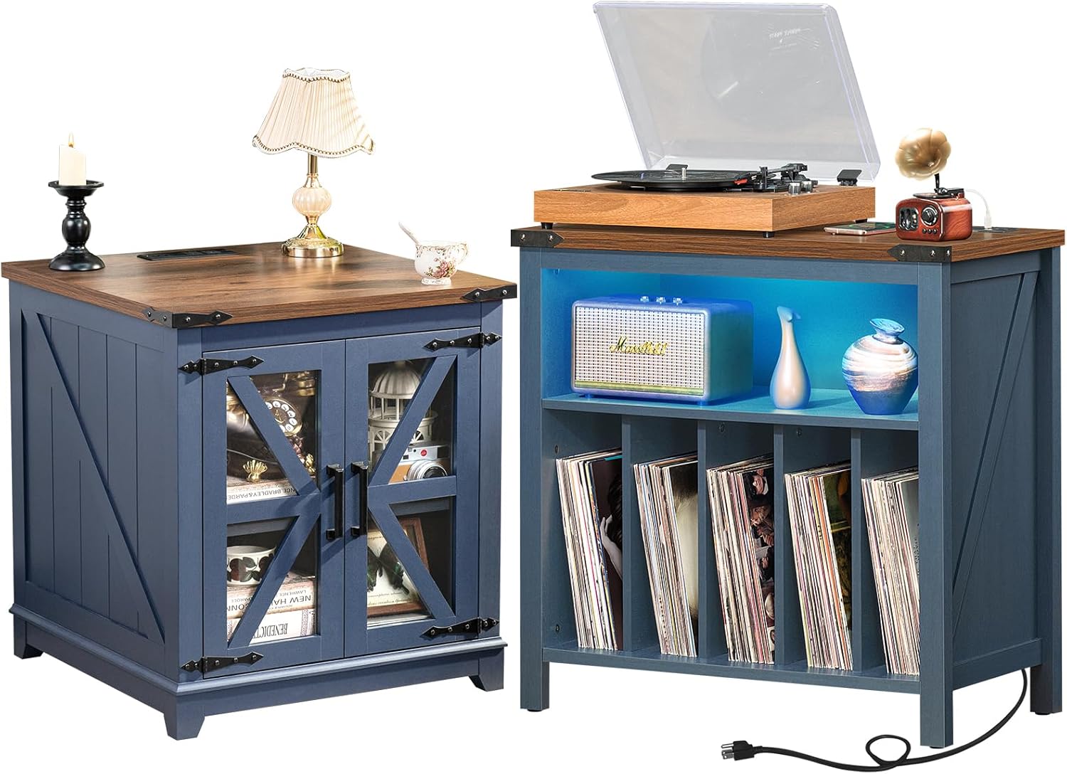 Amazon.com: Joaxswe Farmhouse End Table with Charging Station and Large ...