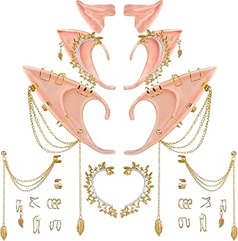 Amazon.com: KYLELOVE Elf Ears with Piercings Set for Cosplay 3 Pairs ...