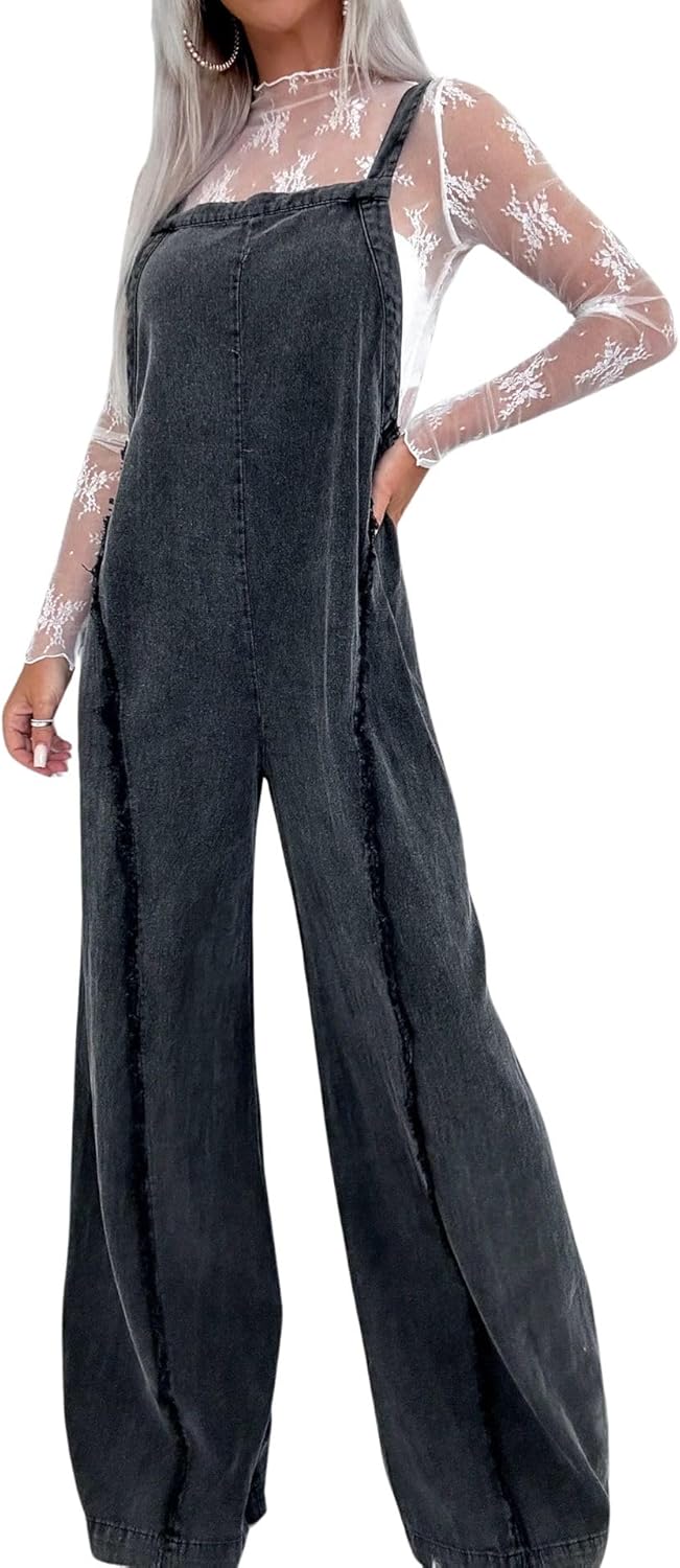 Amazon.com: utcoco Denim Overalls for Women Casual Adjustable Straps ...