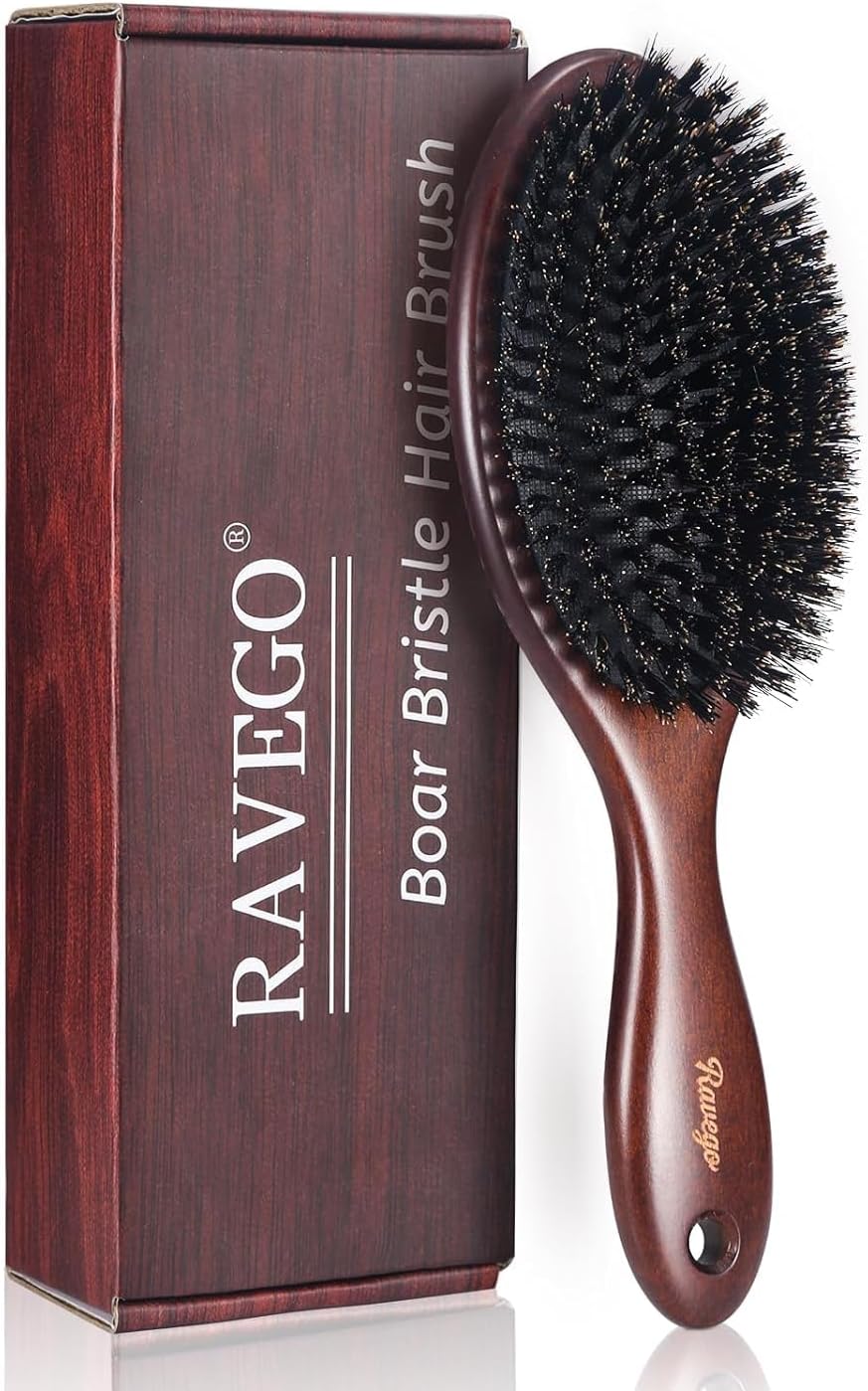Amazon.com : BRUSHZOO Boar Bristle Hair Brush, Hair Brushes for Women ...