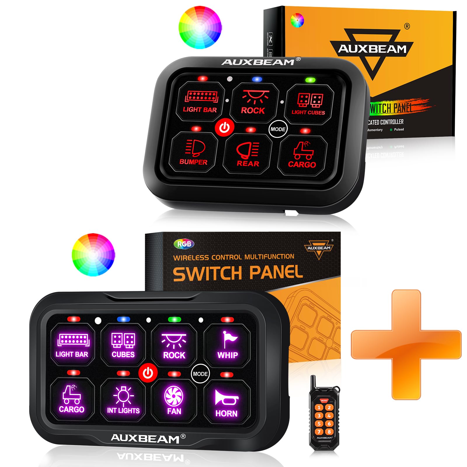 Amazon.com: Auxbeam RGB 6 Gang Switch Panel RA60 & Auxbeam 8 Gang ...