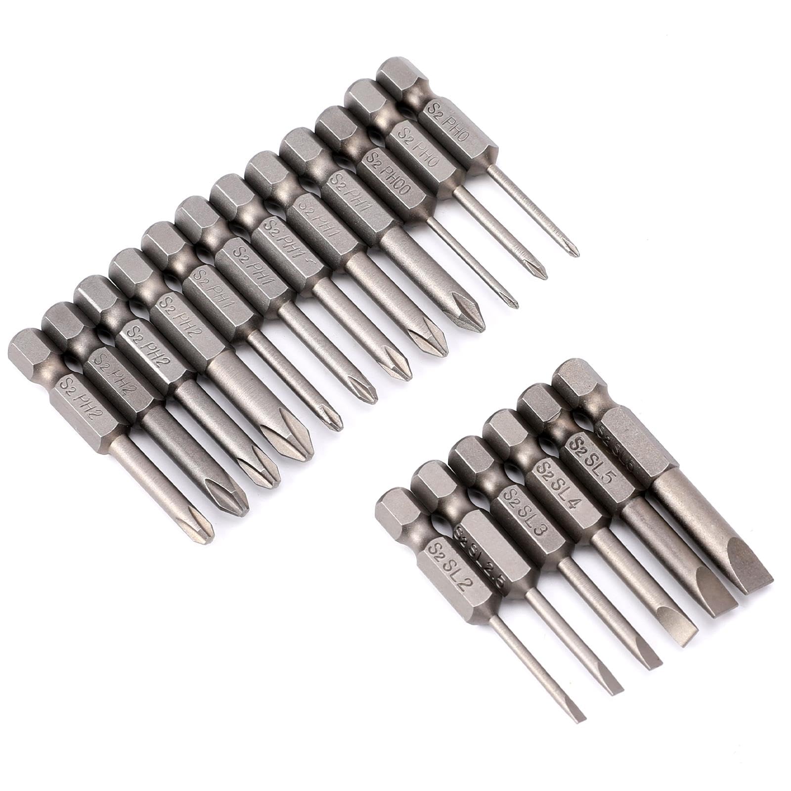 18pcs Slotted Phillips Screwdriver Bit Set 1/4 Inch Hex Shank S2 Alloy ...
