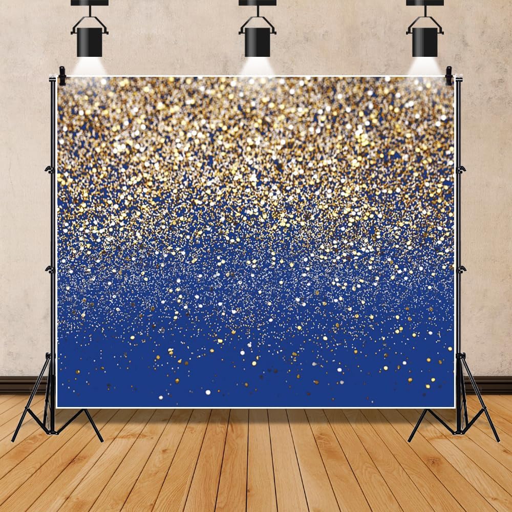 Amazon.com : Pnylzzyxh Royal Blue and Gold Backdrop Golden Spots Bokeh ...