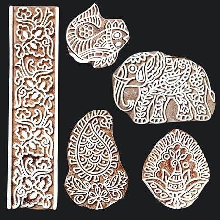 Royal Kraft Assorted Wooden Block Printing Stamps (Set of 25) : Amazon ...