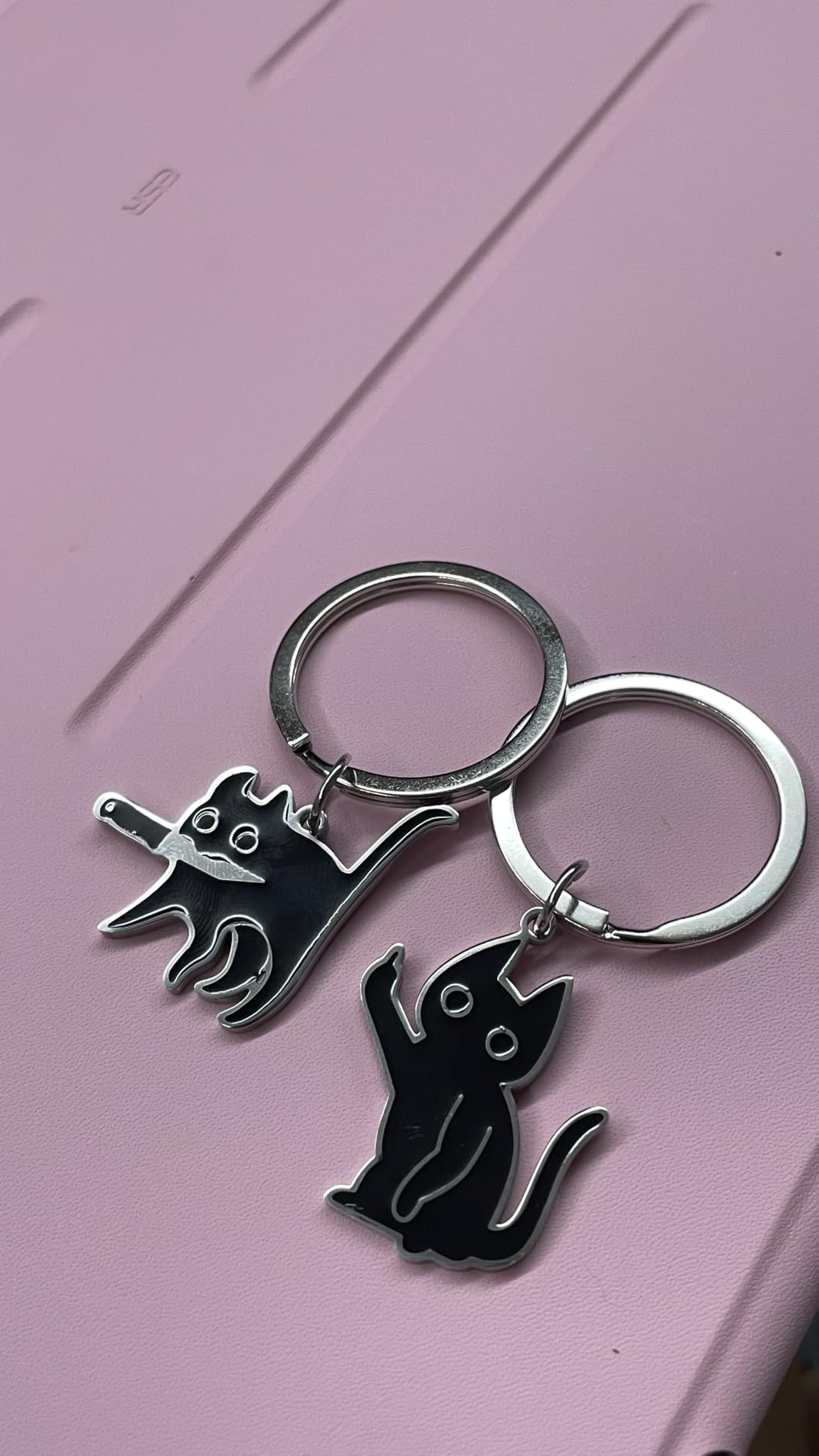 2Pcs, Cat Keychain, Stainless Steel Keyrings & Keychains, Bag Charms ...