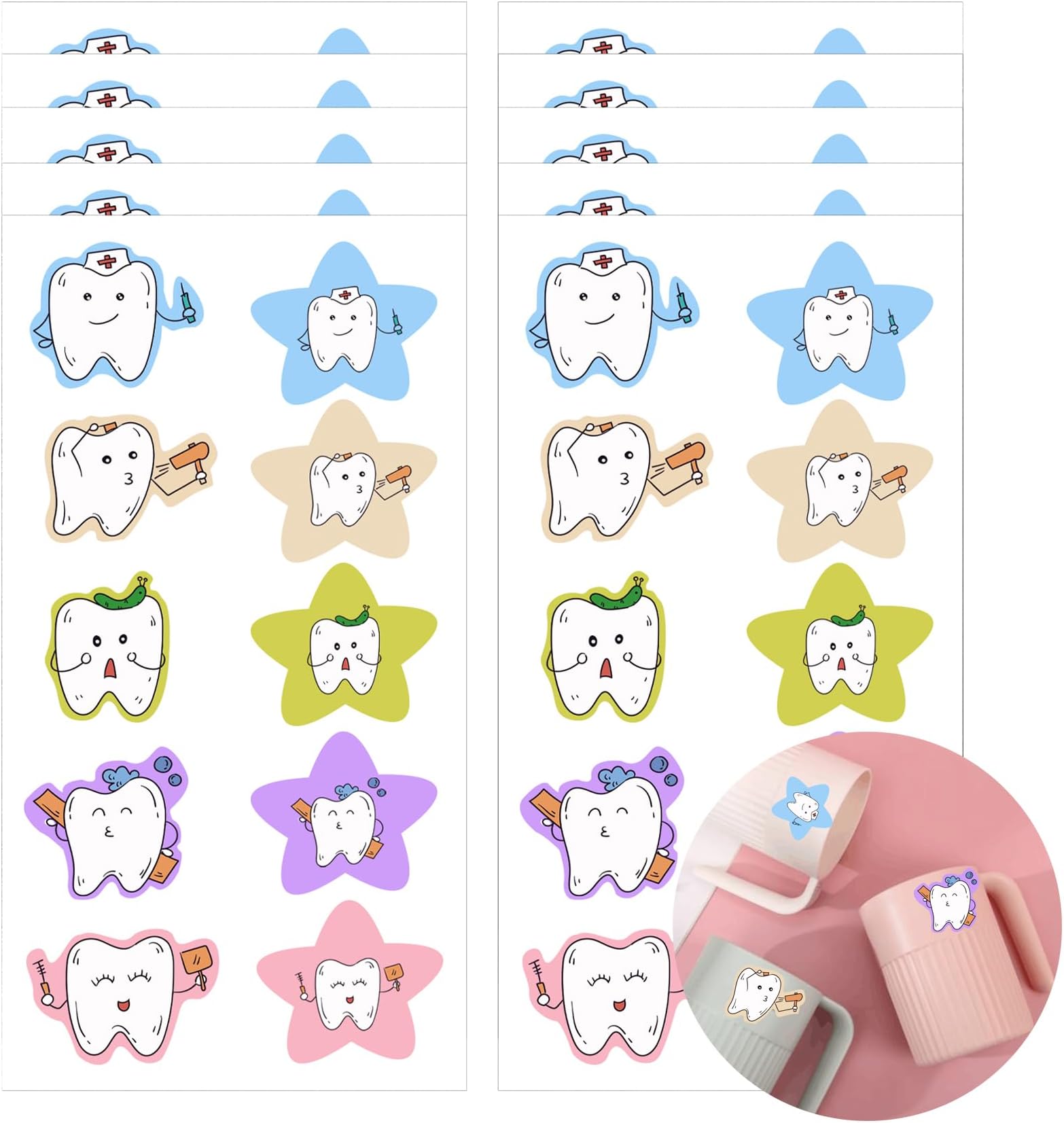 Amazon.com: 250 Pcs Tooth Stickers Tooth Shaped Dental Stickers for ...