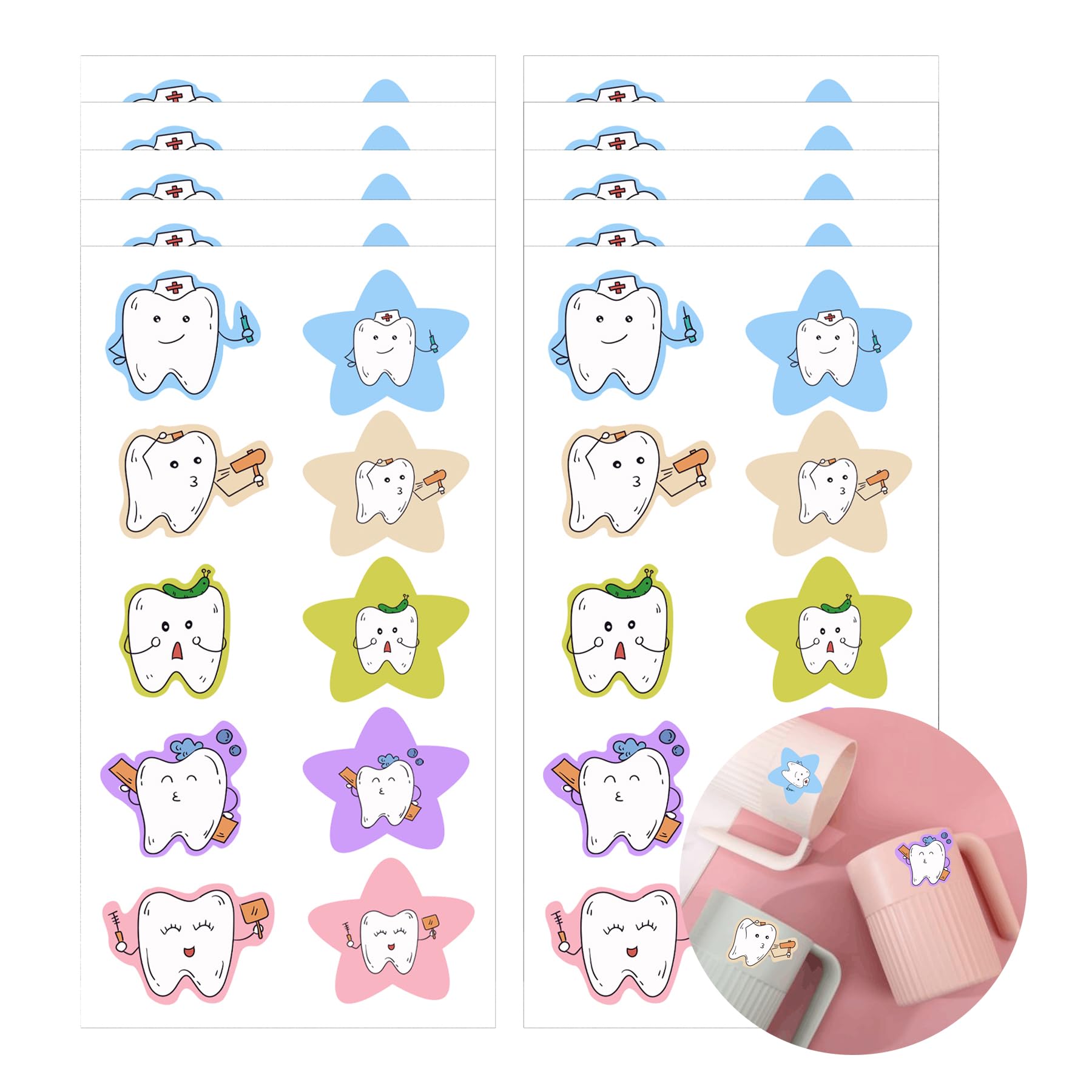 Amazon.com: 250 Pcs Tooth Stickers Tooth Shaped Dental Stickers for ...