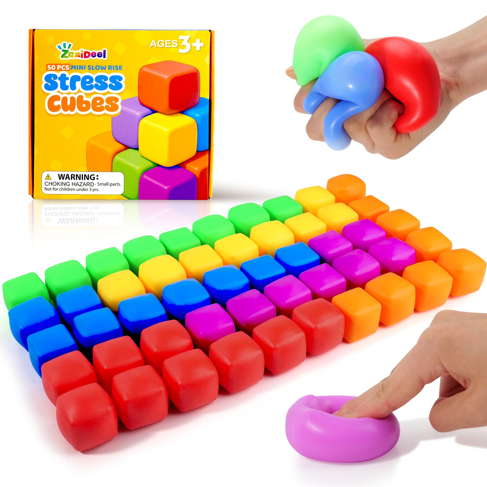 Snapklik.com : Mini 50 Pack Slow Rising Stress Cube: Stretchy Fidget ...